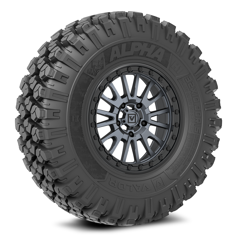 Alpha on 15x7 V16 GM UTV Wheel and Tire Kit | Valor Offroad
