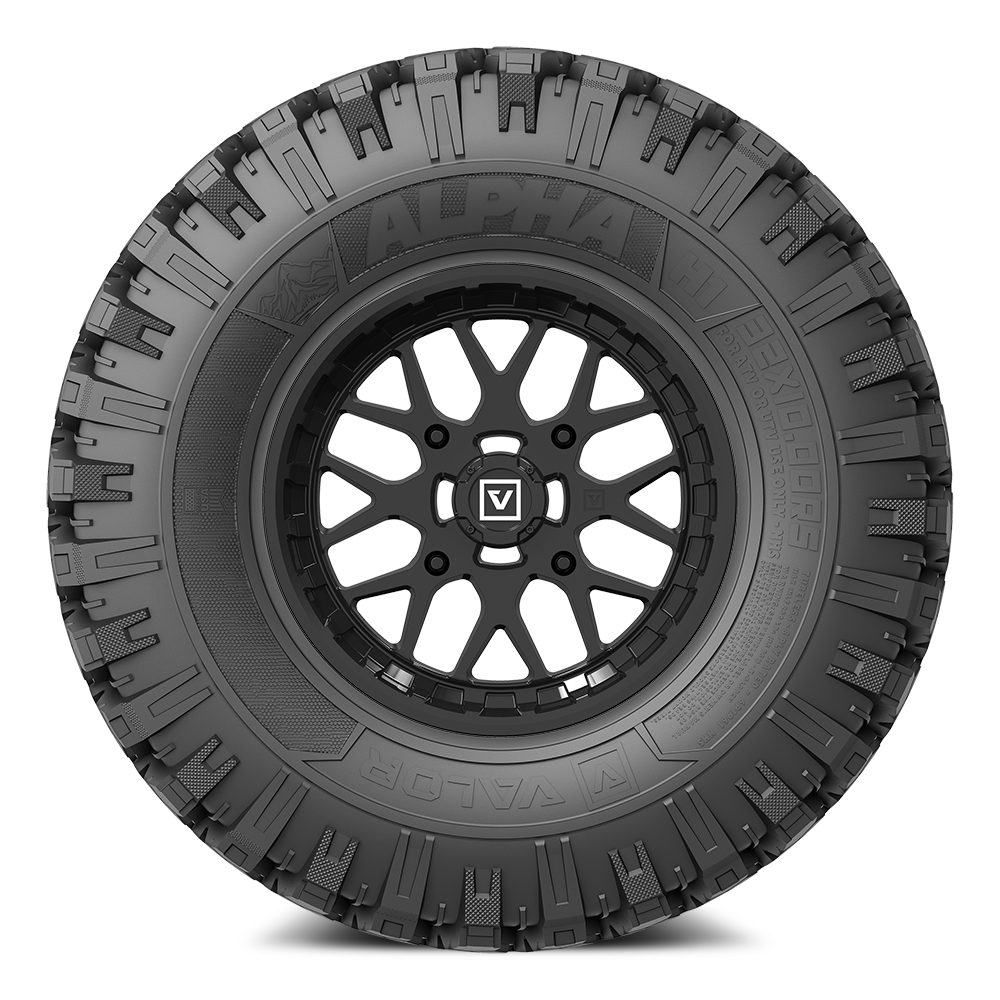 30" Alpha on 14x7 V03 UTV Wheel and Tire Kit | Valor Offroad