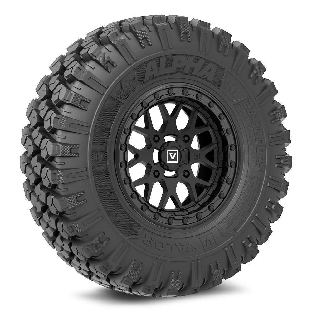 Alpha on 15x7 V07 SB UTV Wheel and Tire Kit | Valor Offroad
