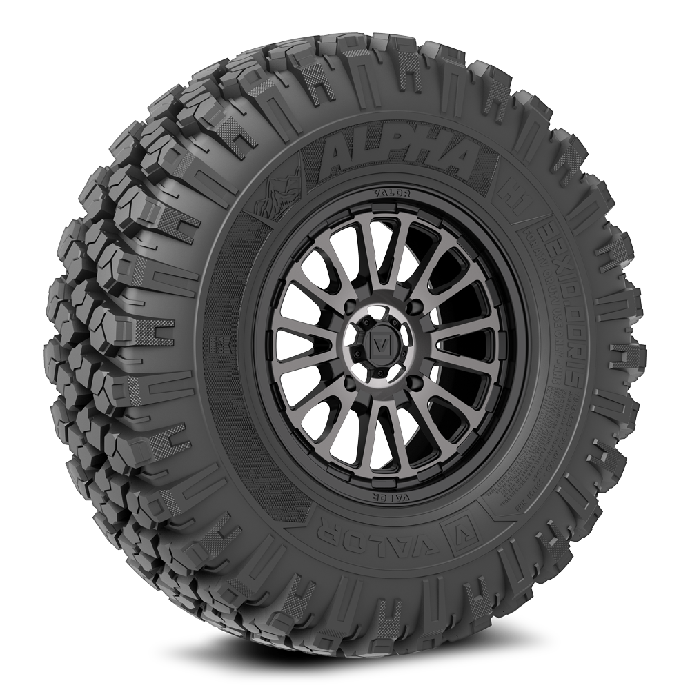 Alpha on 15x7 V14 DT UTV Wheel and Tire Kit | Valor Offroad