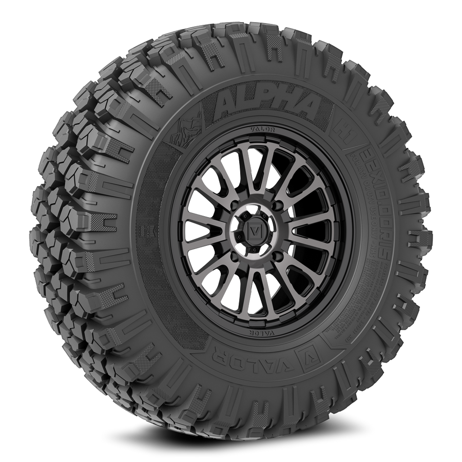 Alpha on 15x7 V14 DT UTV Wheel and Tire Kit | Valor Offroad