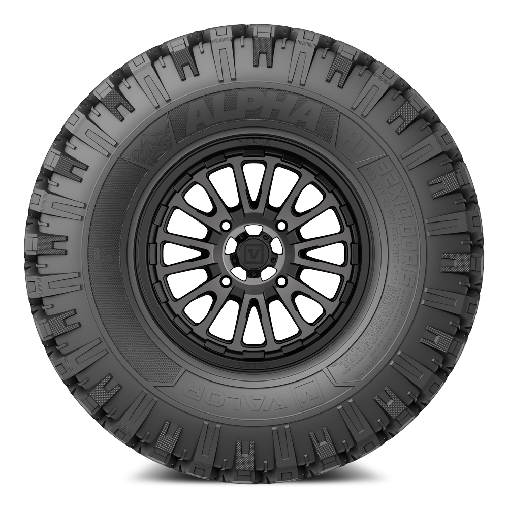 30" Alpha on 14x7 V14 DT UTV Wheel and Tire Kit | Valor Offroad