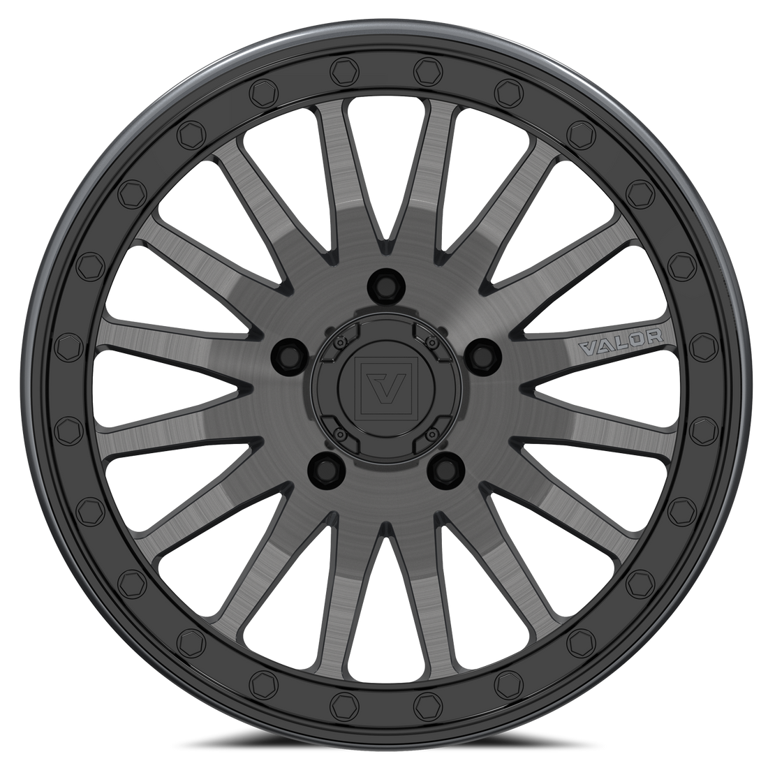 V06 Beadlock UTV Wheel - Brushed Gunmetal - Polaris RZR 5 Lug