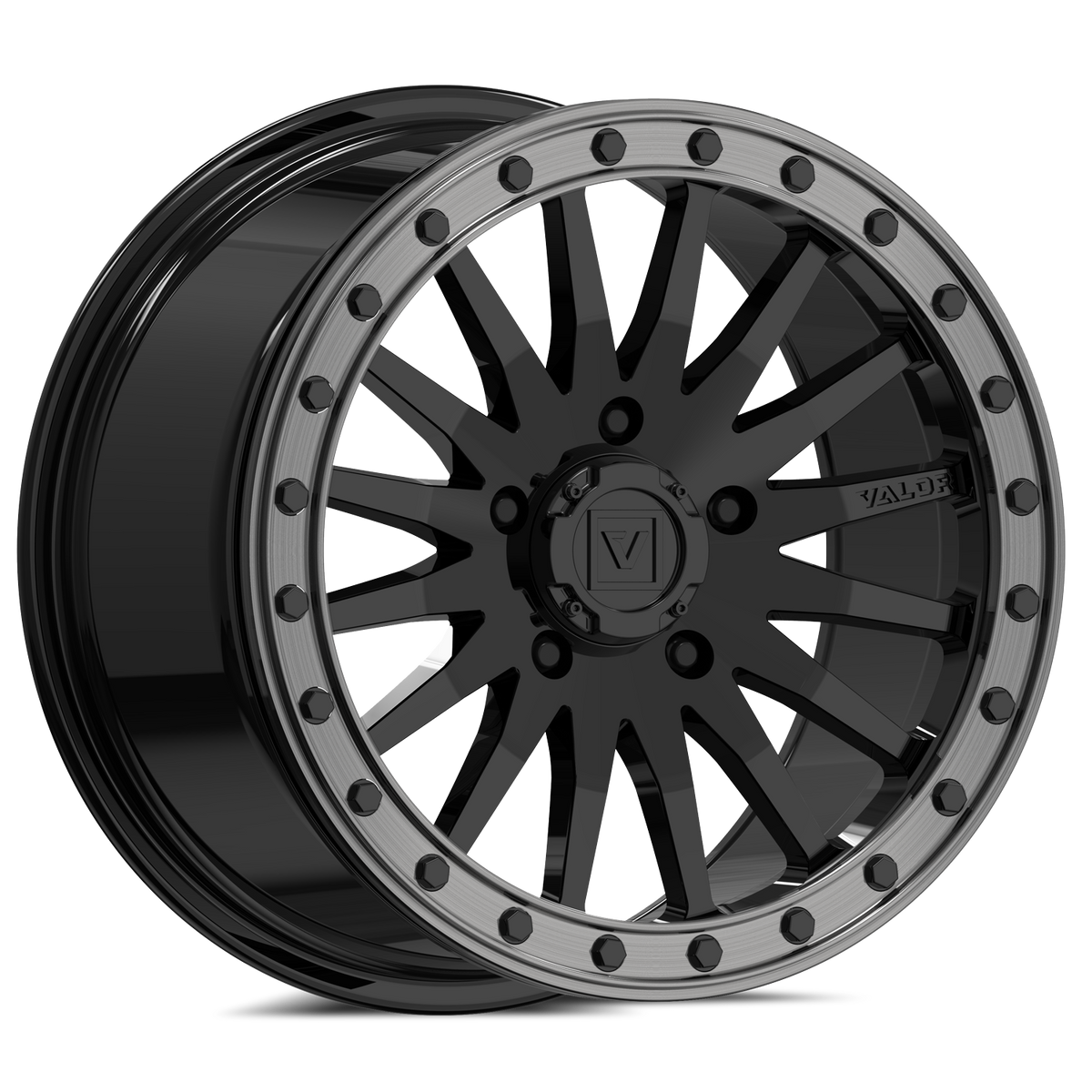 V06 Beadlock UTV Wheel Gloss Black | Valor Offroad